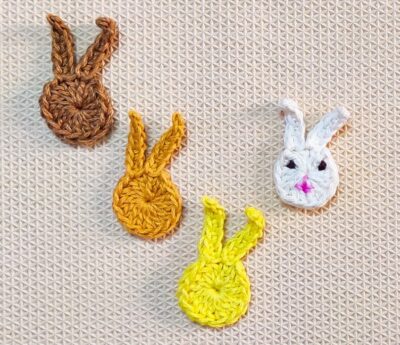 Cute One Round Crochet Bunny Face Applique - Crochet Pattern Bonanza