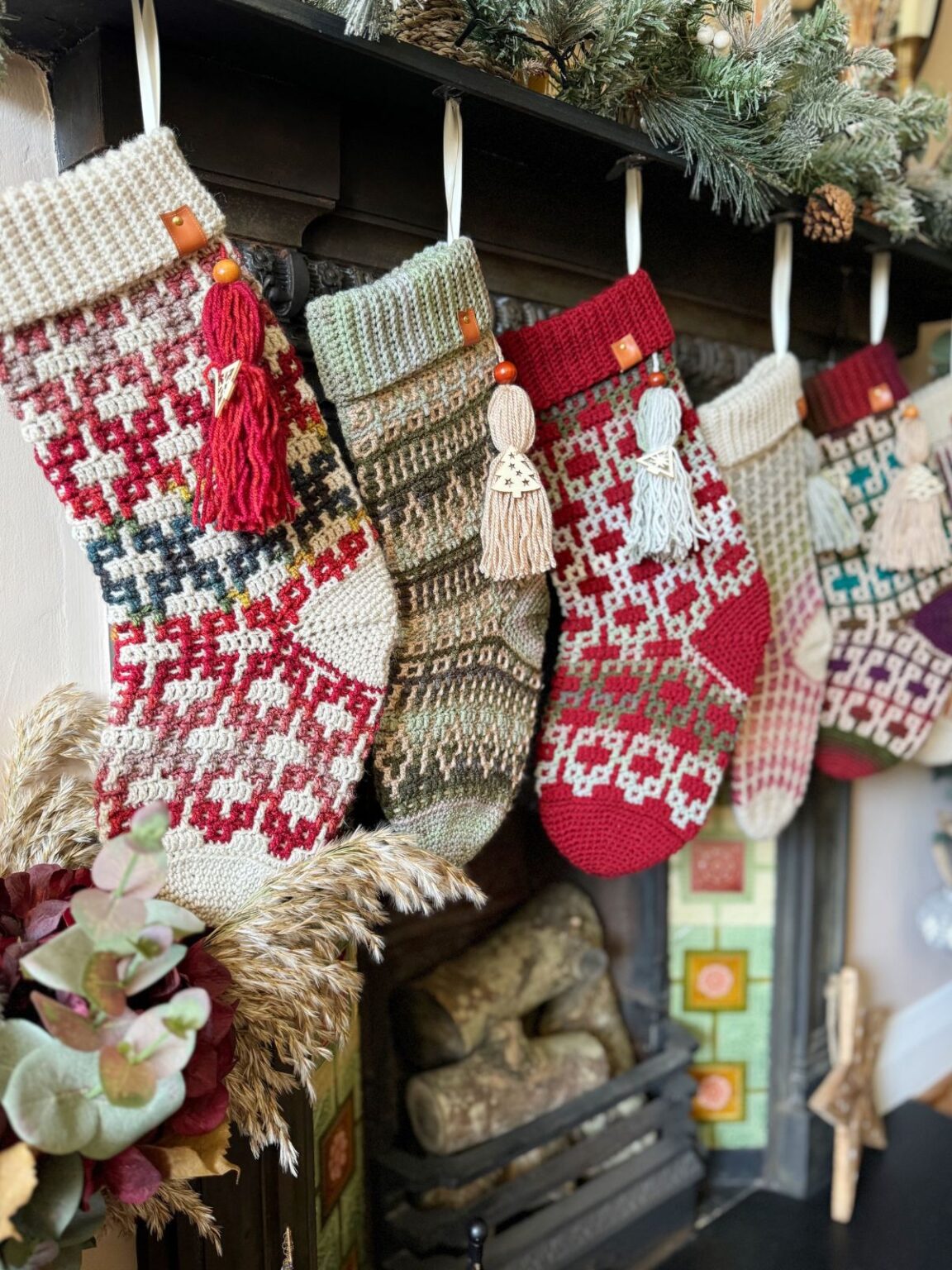 Yuletide Mosaic Stockings - Crochet Pattern Bonanza